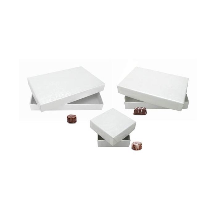 Embossed White Rigid Candy Boxes - BoxAndWrap.com – Box & Wrap