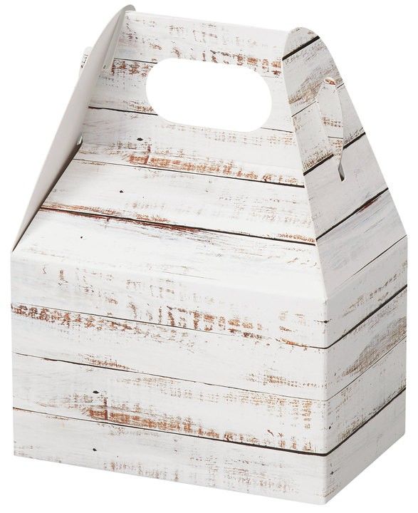 Distressed White Wood - Mini Gable Box - Box & Wrap