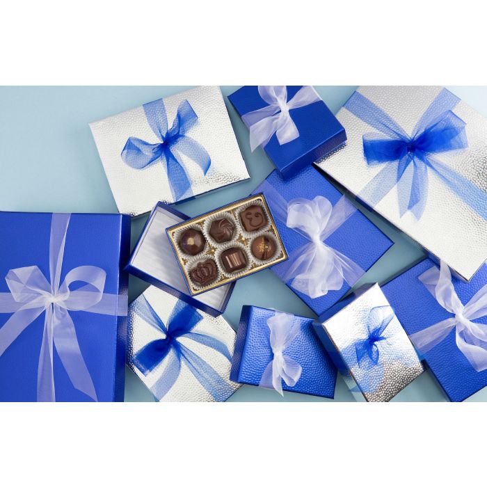 Hammered Metal Rigid Candy Boxes - Box & Wrap