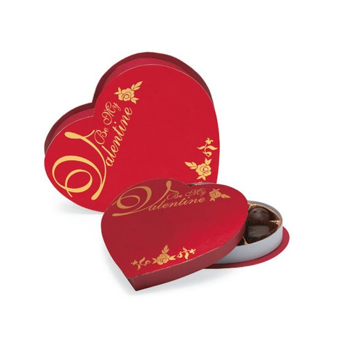 Gold Stamped Be My Valentine Heart Shaped Candy Boxes - Box and Wrap ...