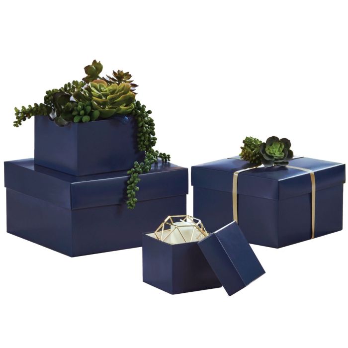 Navy Gift Boxes (Lid & Base) - Sizes: 4 x 4 x 4 to 10 x 10 x 5-1/2 ...
