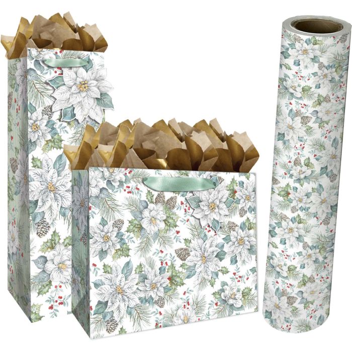 Snowdrift Floral - Christmas Gift Bags & Wrapping Paper Collection ...